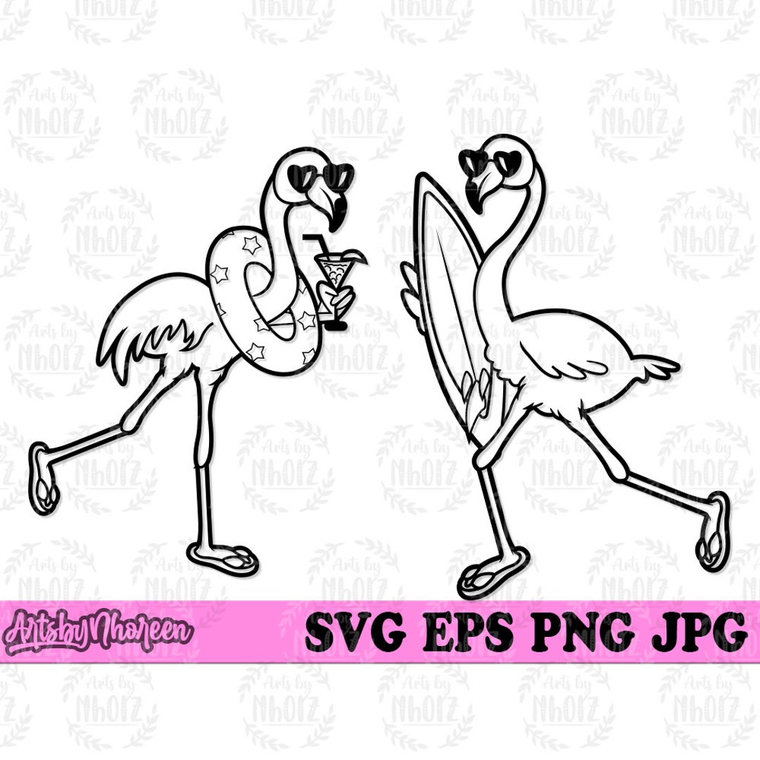 Summer Flamingo Svg, Tropical Bird Clipart, Beach Animals Cut File ...