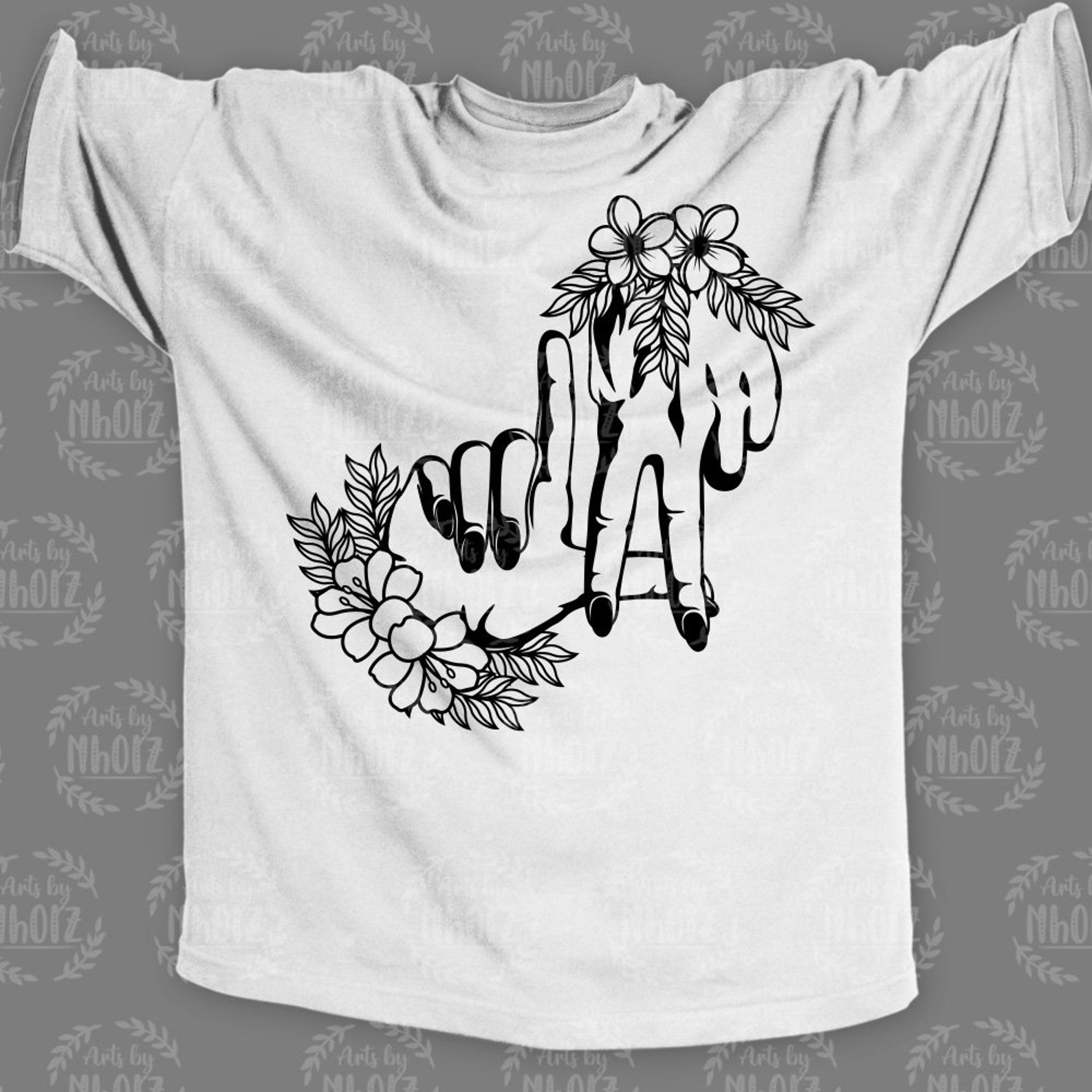 LA Hand Sign Svg, Los Angles Clipart, Floral Palm Cut File, Sexy Long ...