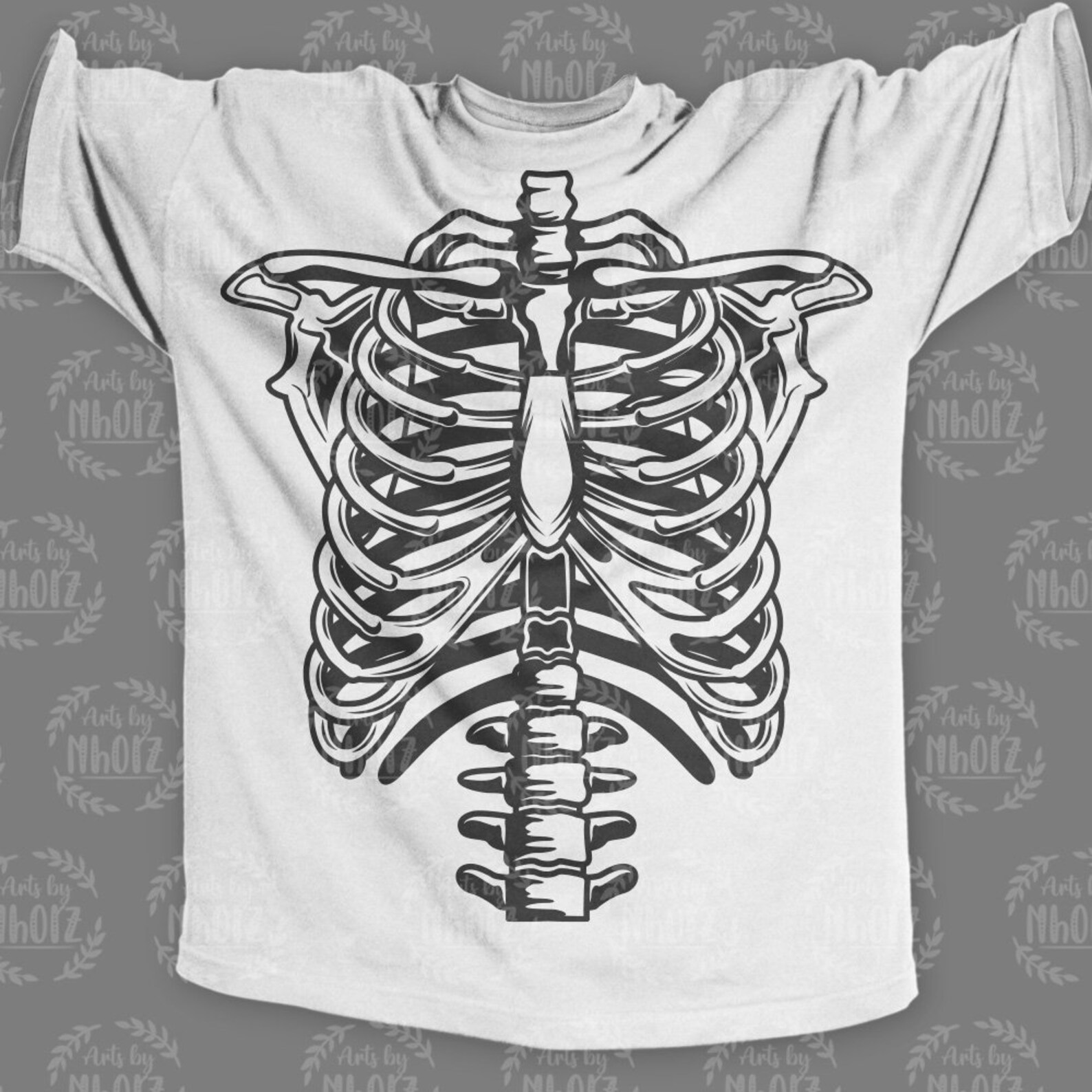 Floral Rib Cage Svg Skeleton Chest Clipart Skeletal Cut - Etsy