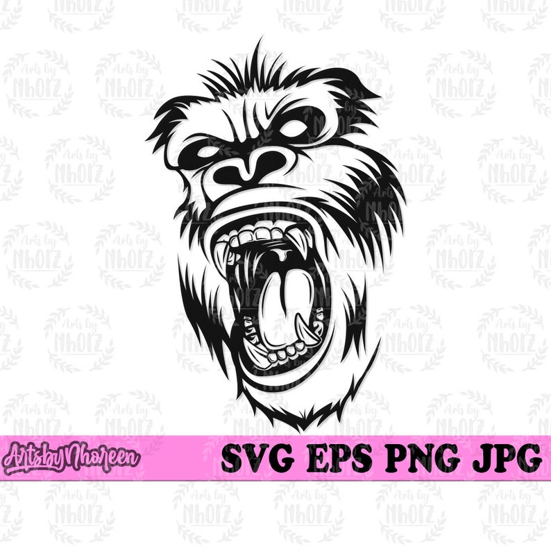 Gorilla Svg Angry Monkey Clipart Wild Beast Cut File Safari - Etsy