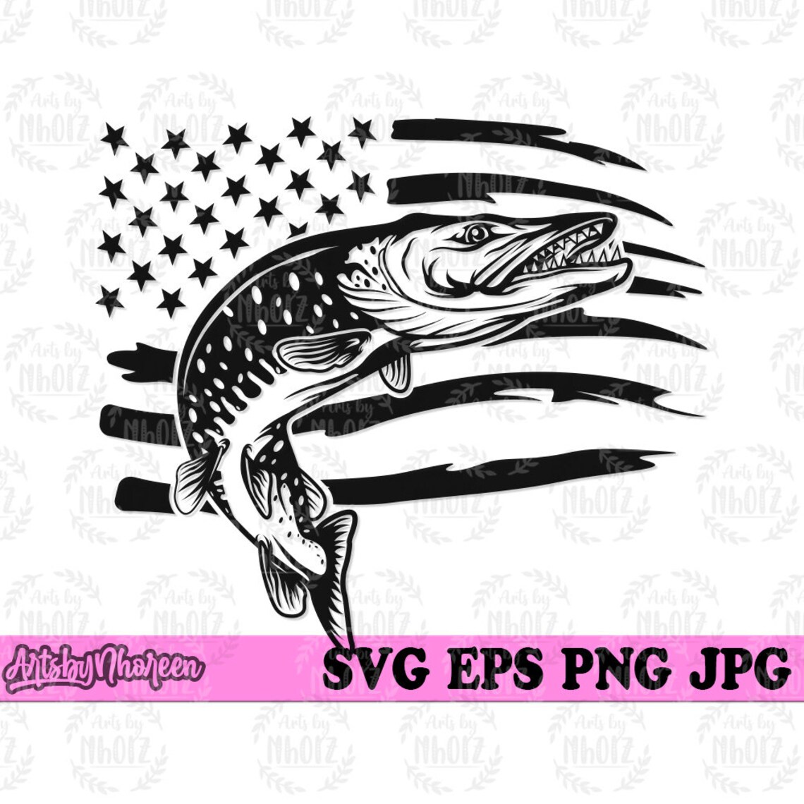 US Pike Fish Svg, Pike Clipart, Fishing Dad T-shirt Design Png, Angler ...
