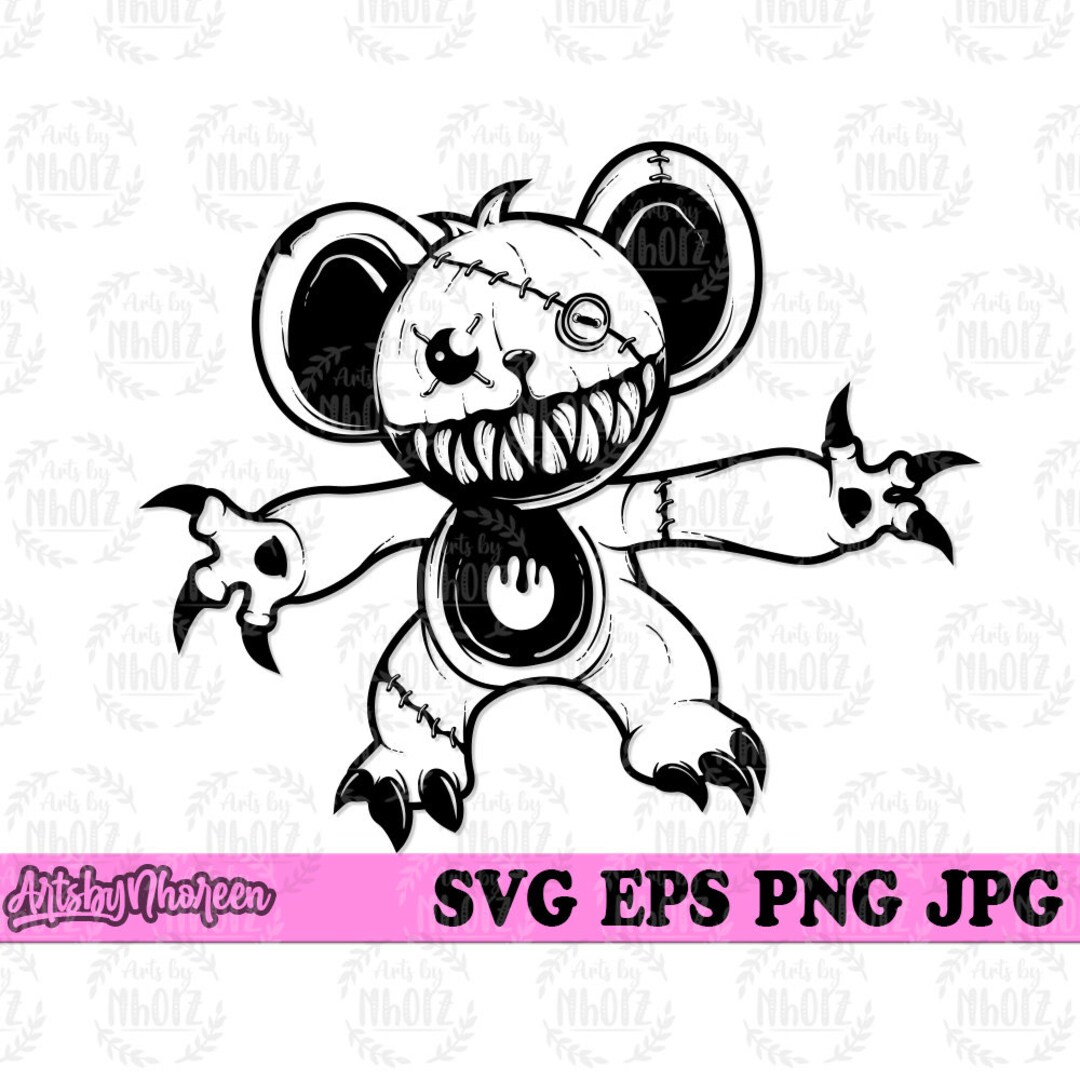 Monster Teddy Svg | Halloween Clipart | Killer Doll Cut File | Creepy ...