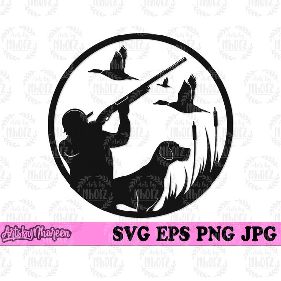 Duck Hunting Svg Dog Duck Scene Clipart Hunting Club Logo - Etsy