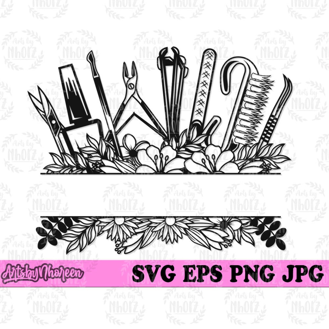 Floral Manicurist Tools Svg | Nail Expert Cut File | Poly Nail Art ...
