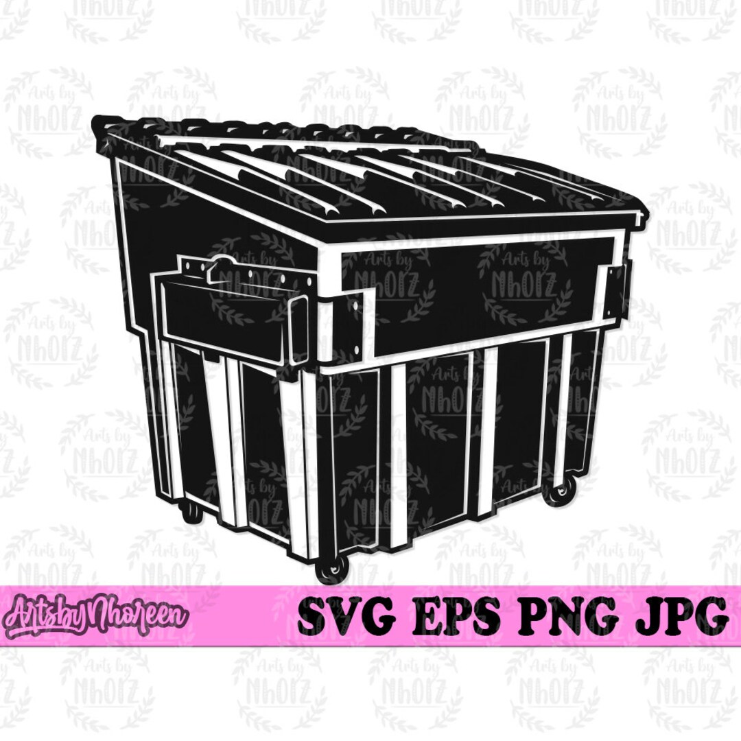 Garbage Dumpster Svg, Dumpsters Clipart, Large Garbage Bin Stencil ...
