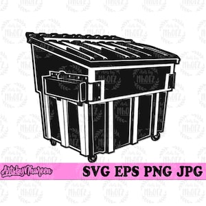 Garbage Dumpster Svg, Dumpsters Clipart, Large Garbage Bin Stencil ...