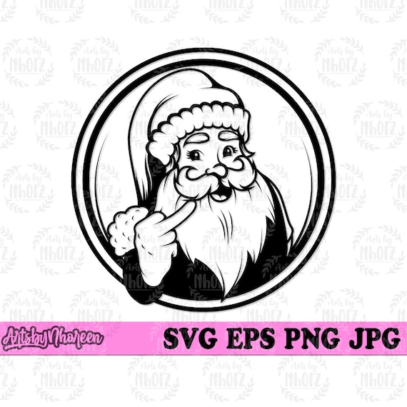 Santa Middle Finger Svg Merry Bright Christmas Clipart Snow - Etsy