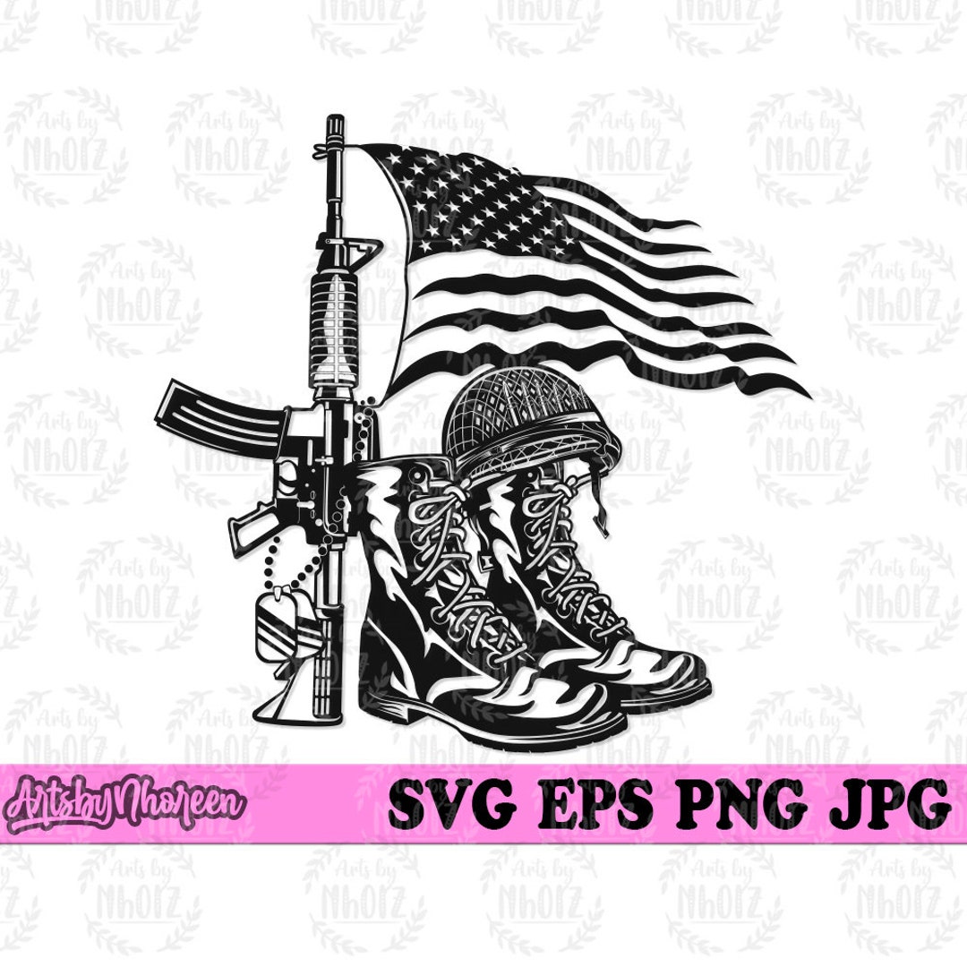 US Veteran Military Svg, Soldier Weapon Clipart, US Army Gear Cut File ...