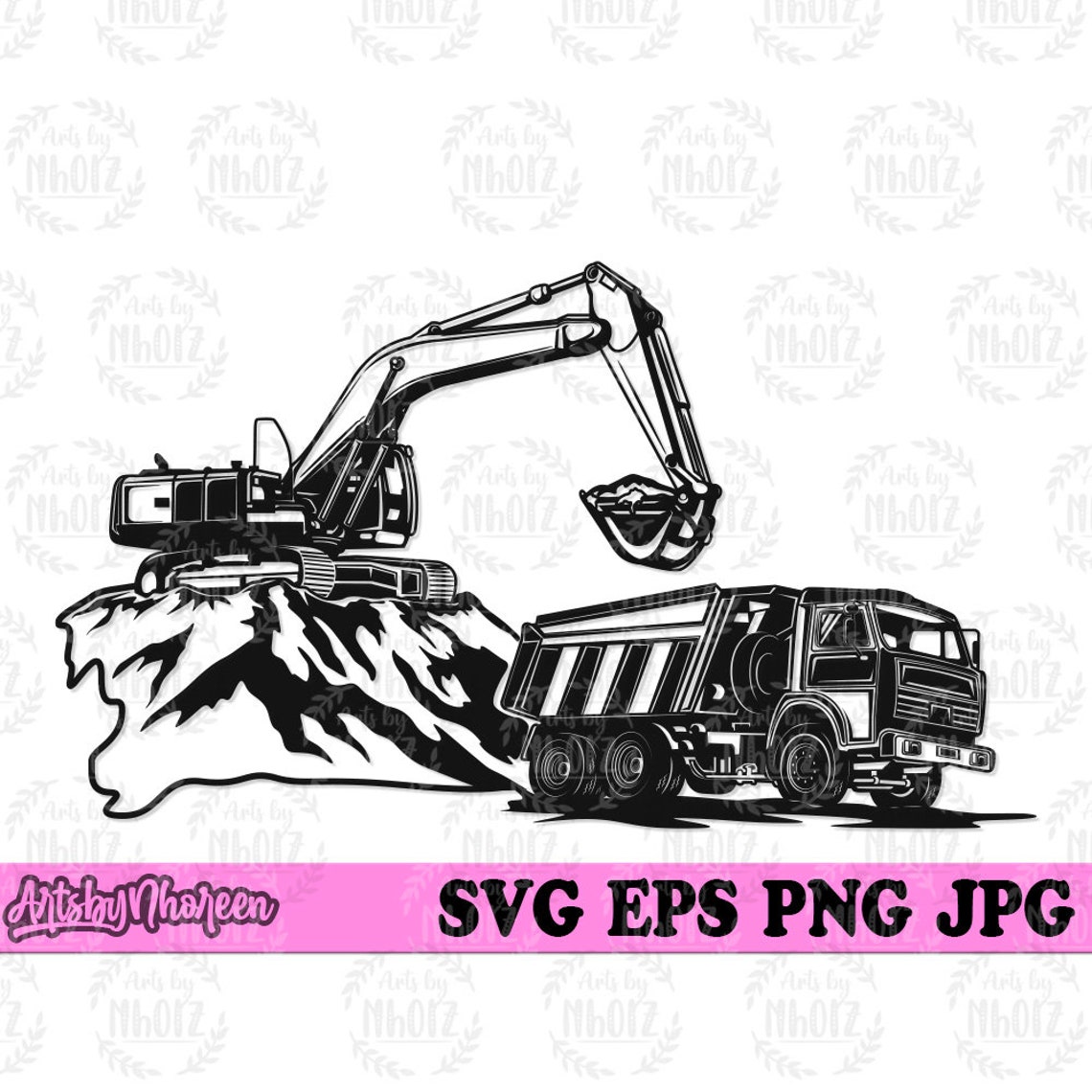 Excavator Dump Truck Loading Svg Trucker Dad Clipart Truck - Etsy