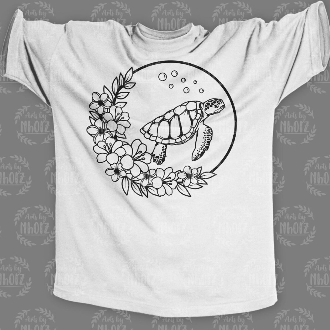 Floral Sea Turtle Svg Flower Animal Clipart Beach Vibes - Etsy