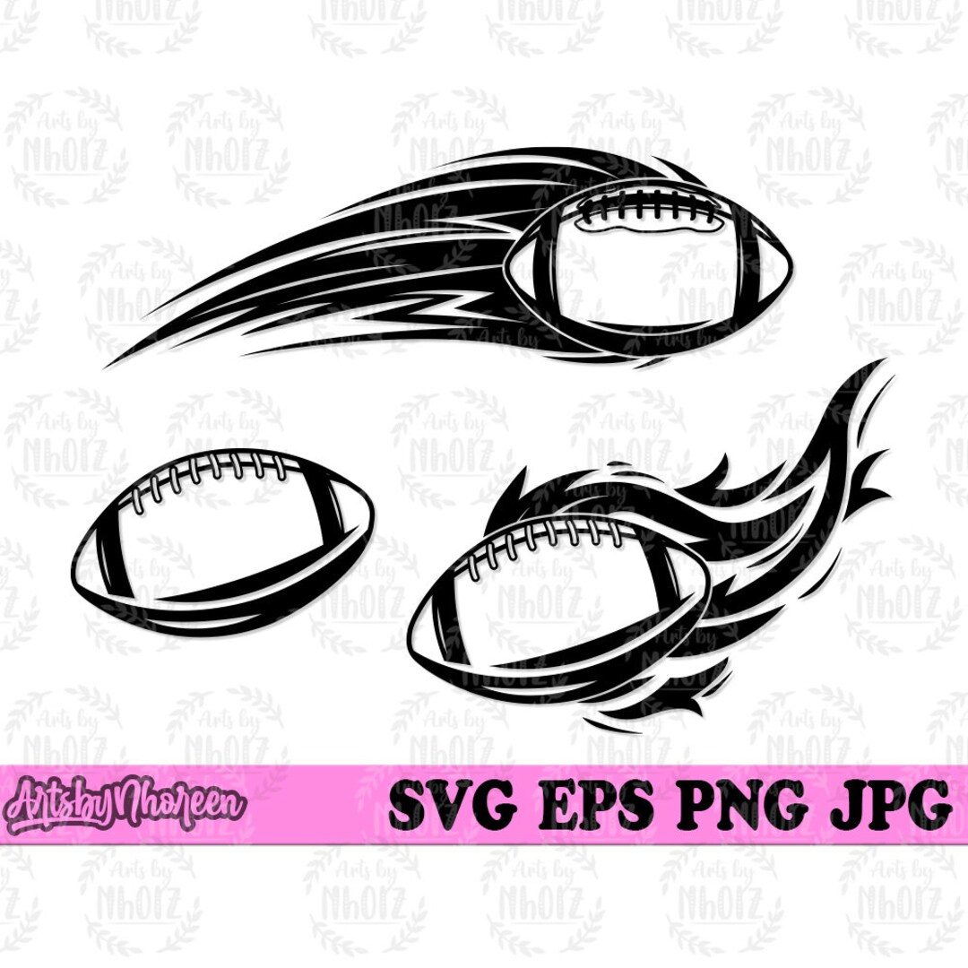 Flaming Football Svg, Ball on Fire Clipart, Hot Players Stencil, Sports ...