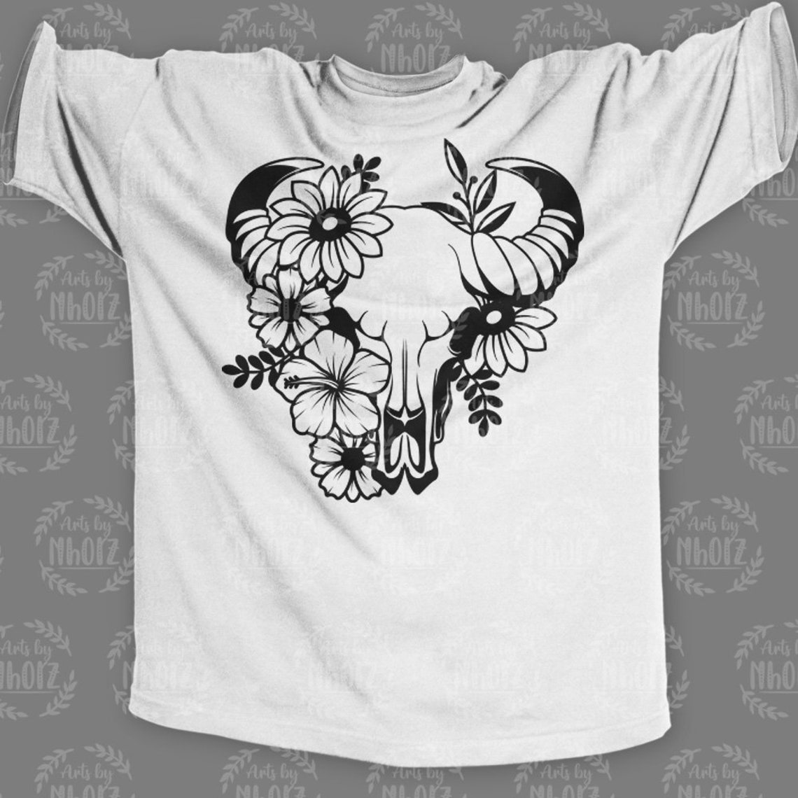 Cow Skull Svg Floral Cow Head Clipart Boho Bull Cut File - Etsy