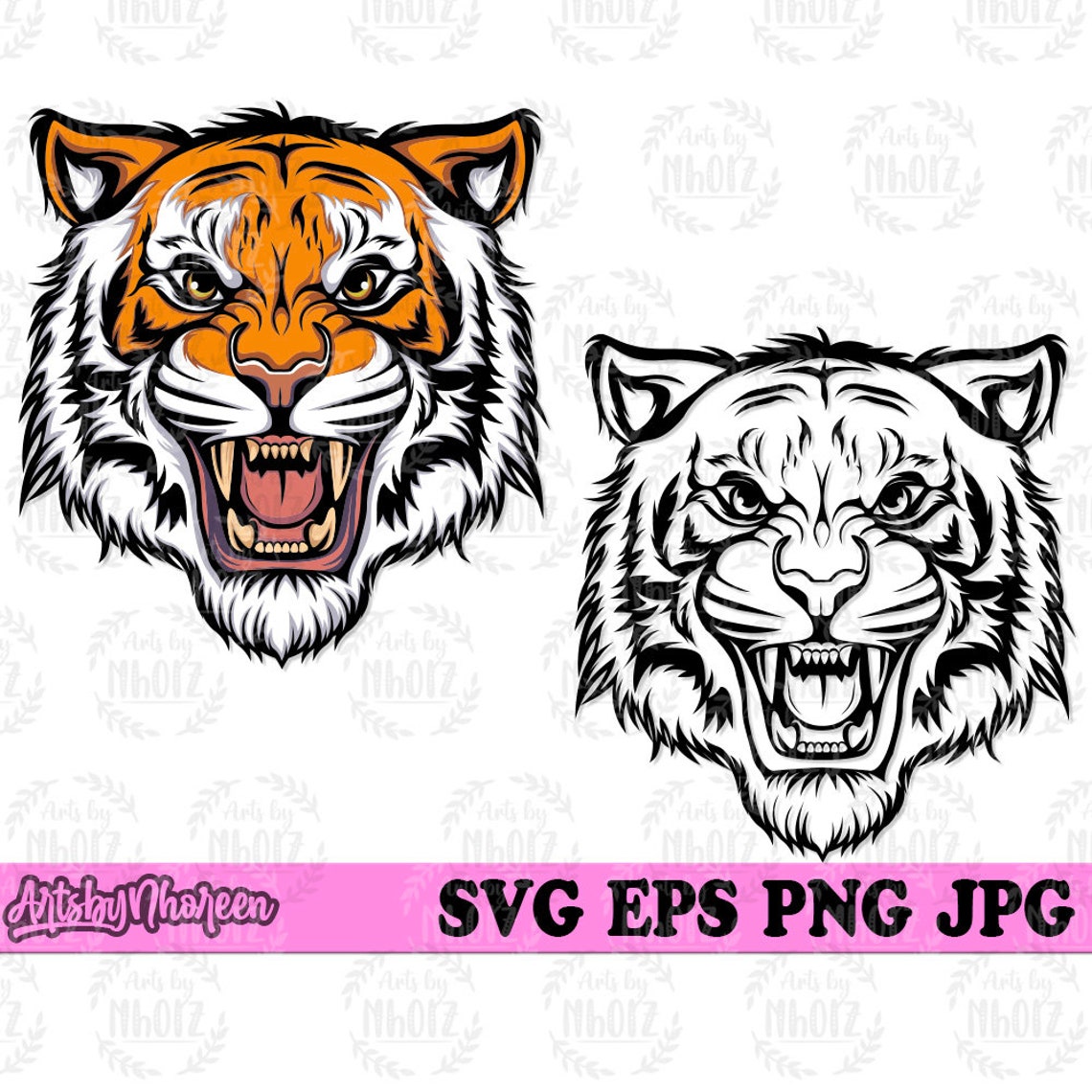 Tiger Head Svg Tigery Clipart Wild Animal Cut File Strong - Etsy