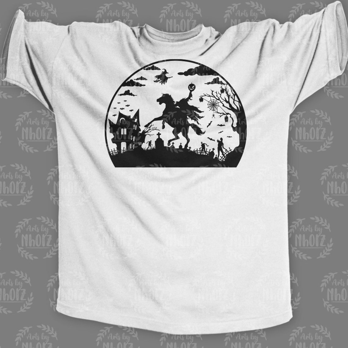 Headless Horsemen Svg Halloween Shirt Png Horror Night Scene - Etsy