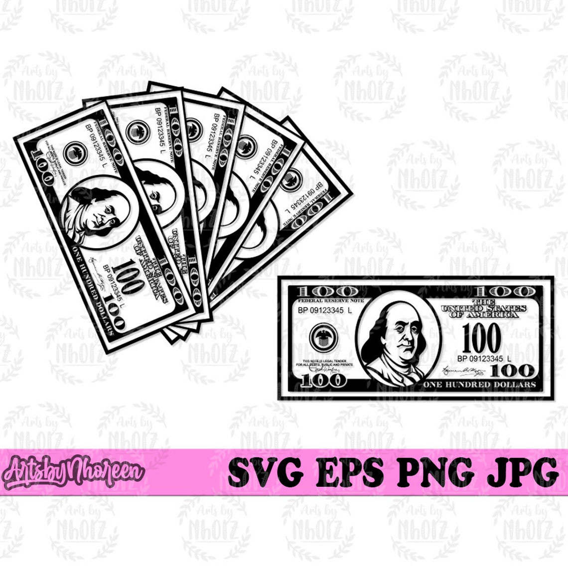 100 US Dollar Bill Svg Bundles of Money Clipart Rich T-shirt | Etsy