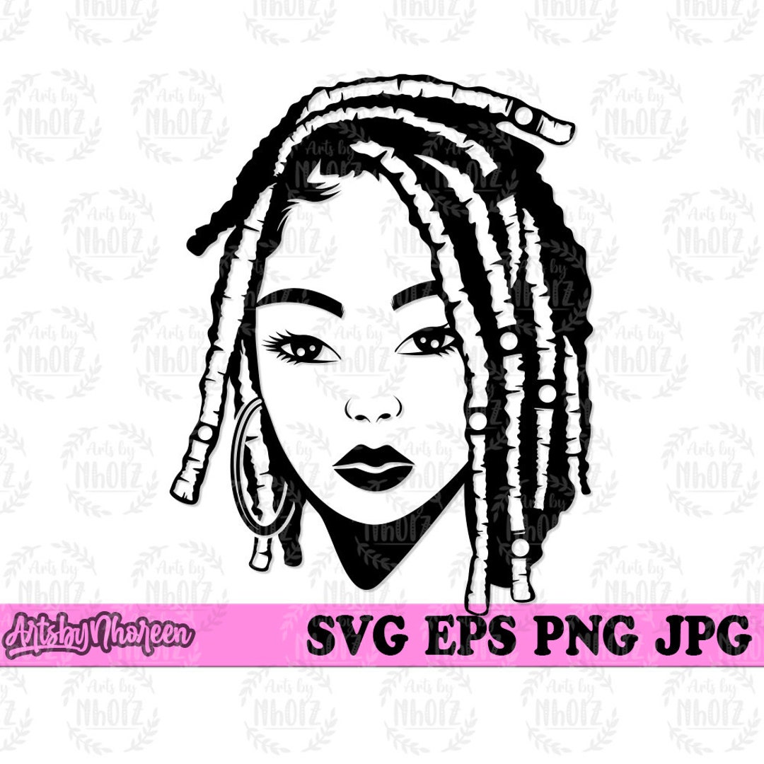 Sexy Afro Woman Dreadlock Svg, Black Lady Face Stencil, Dread Hair ...