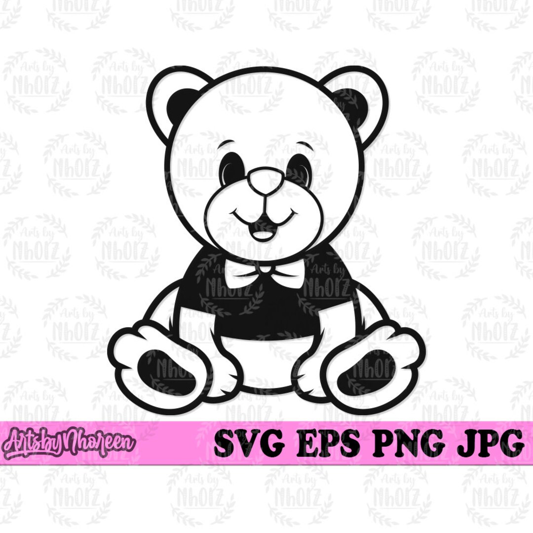 Cute Teddy Bear Svg, Male Stuffed Toy Cut File, Hipster Teddy Stencil ...