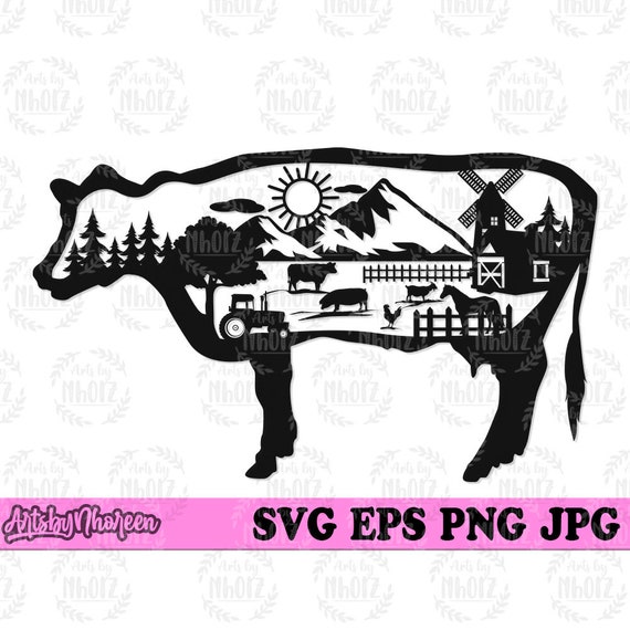 Cow Farm Scene Svg Cow Clipart Farming Shirt Png Farm Life - Etsy Australia