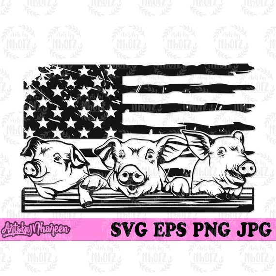 US Flag Funny Pig Svg Farm Life Cut File Farm Piglets - Etsy UK