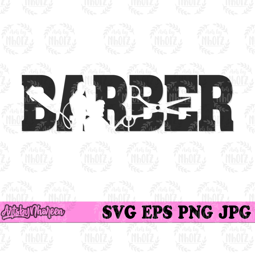 Barber Text T-shirt Design SVG File Barbershop Logo Clipart | Etsy