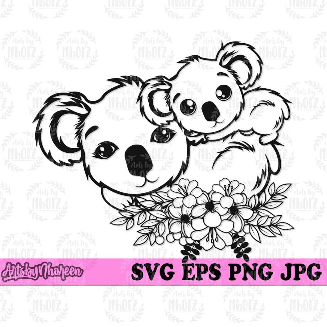 Koala Mom and Baby Svg, Koala Clipart, Mother and Baby Animal Cut File ...