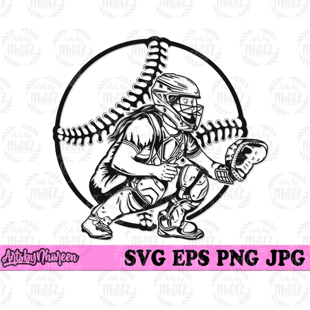 Softball Player Svg, Catcher Cut File, Sports Mom Life Clipart, Home ...