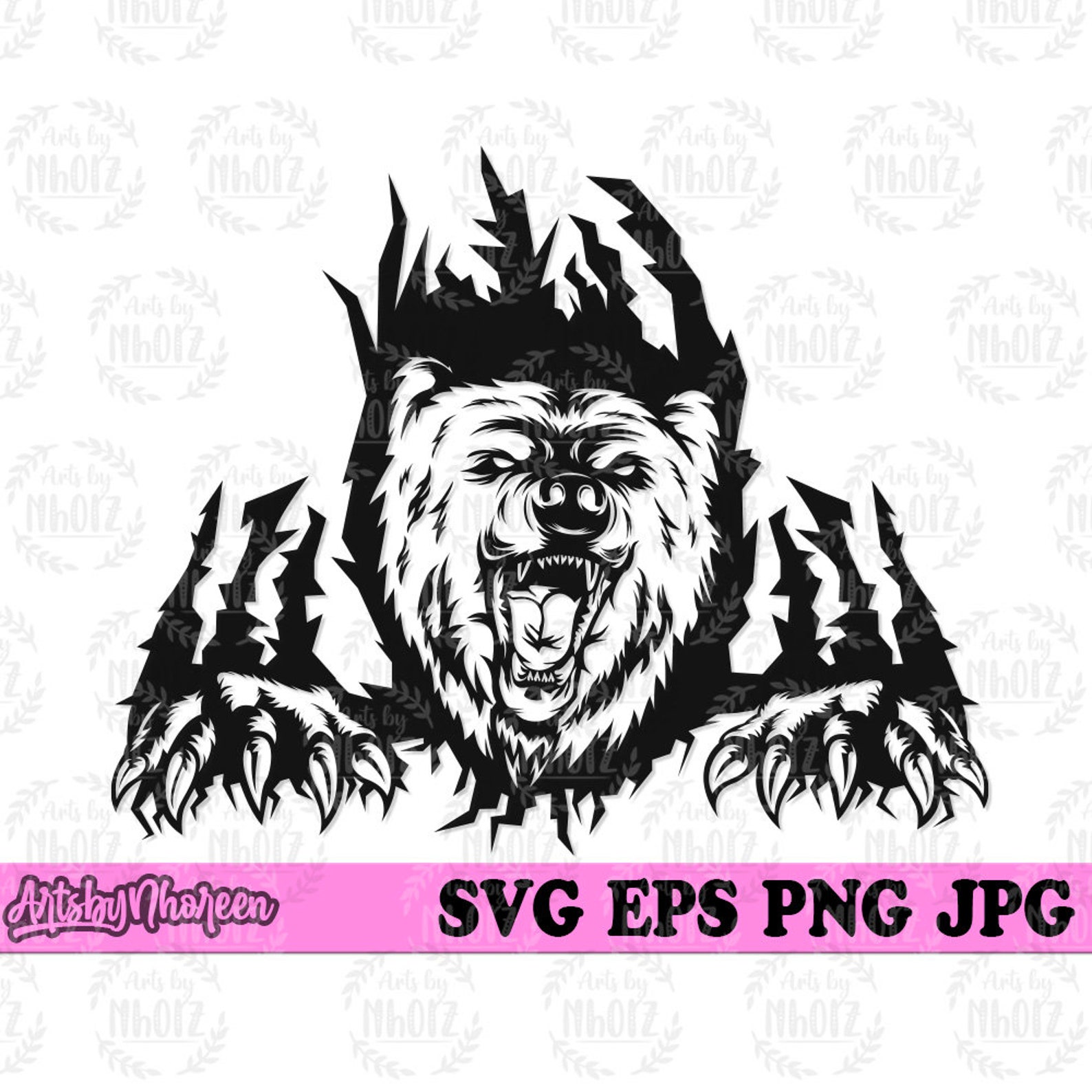 Bear Scratch Svg Wild Beast Stencil Big Claws Cut File - Etsy