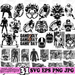 31 American Football SVG Mega Bundle | Sports Dad Cutfile | Game Day ...