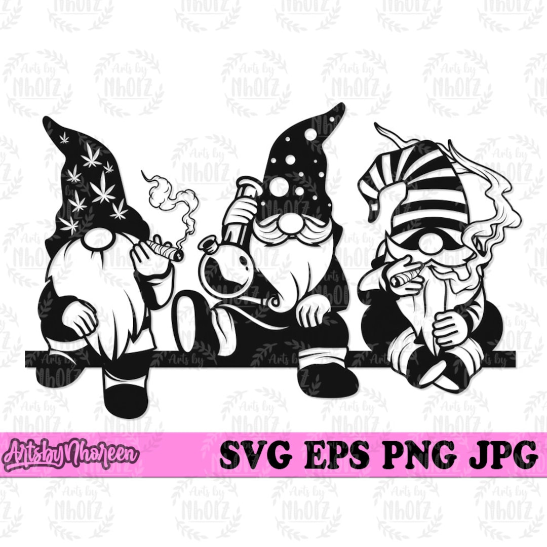 3 Gnomes Smoking Weed Svg, 420 Cut Files, Cannabis Blunt Stencil, Rasta ...