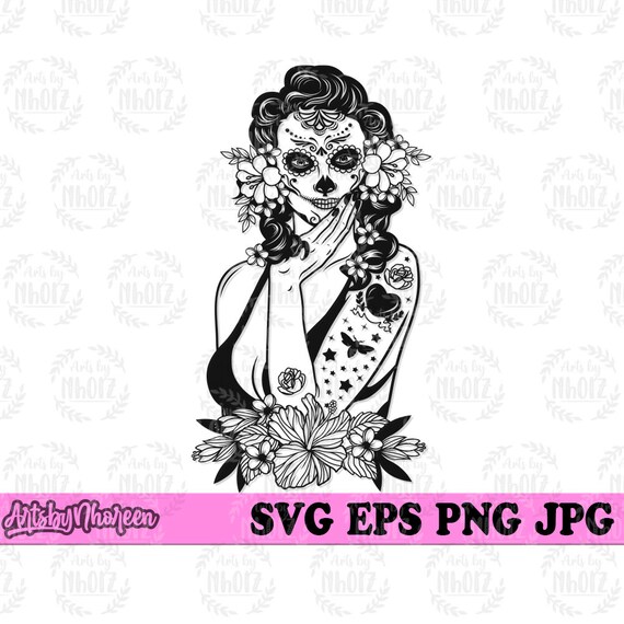 Sugar Skull Svg Candy Catrina Cut File Gothic Lady Stencil - Etsy India