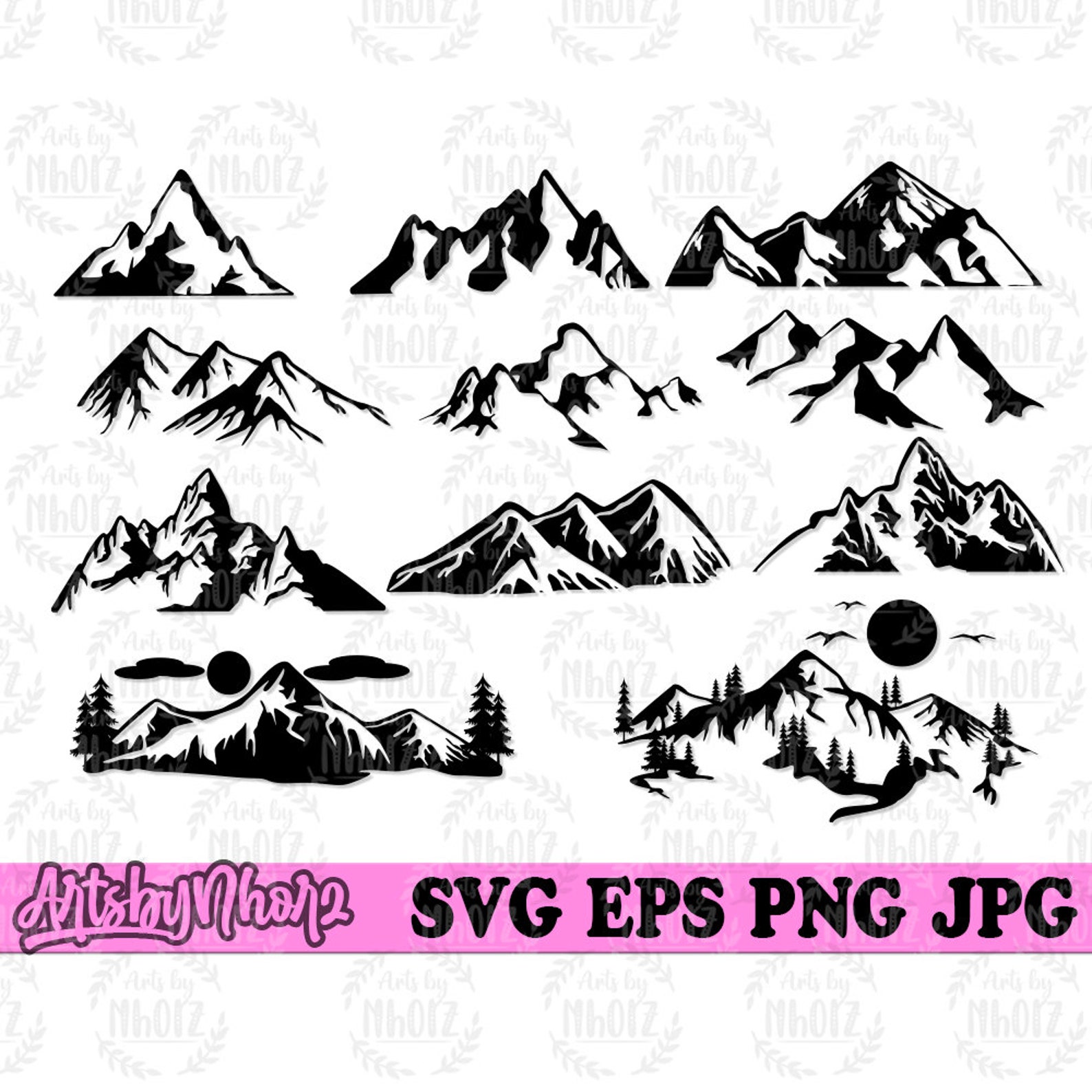 11 Mountains Svg Bundles | Mountain Svg | Mountain Png | Mountains Cut ...