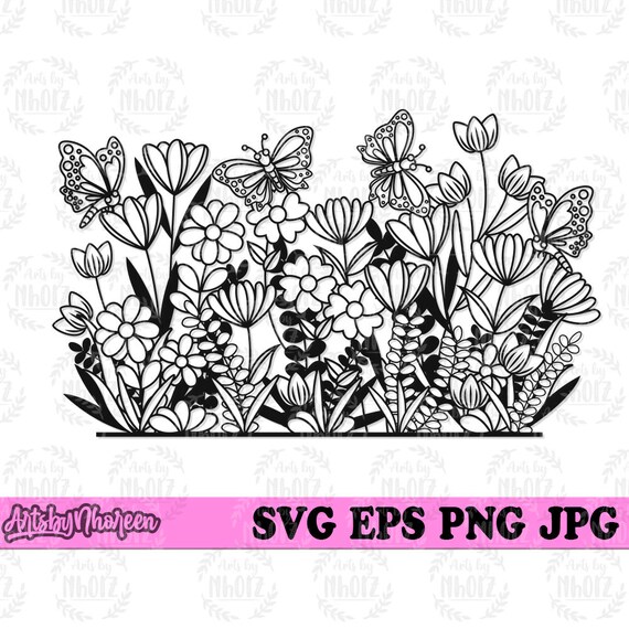 Flower Svg Floral Farm Stencil Floral Park Clipart Flower | Etsy