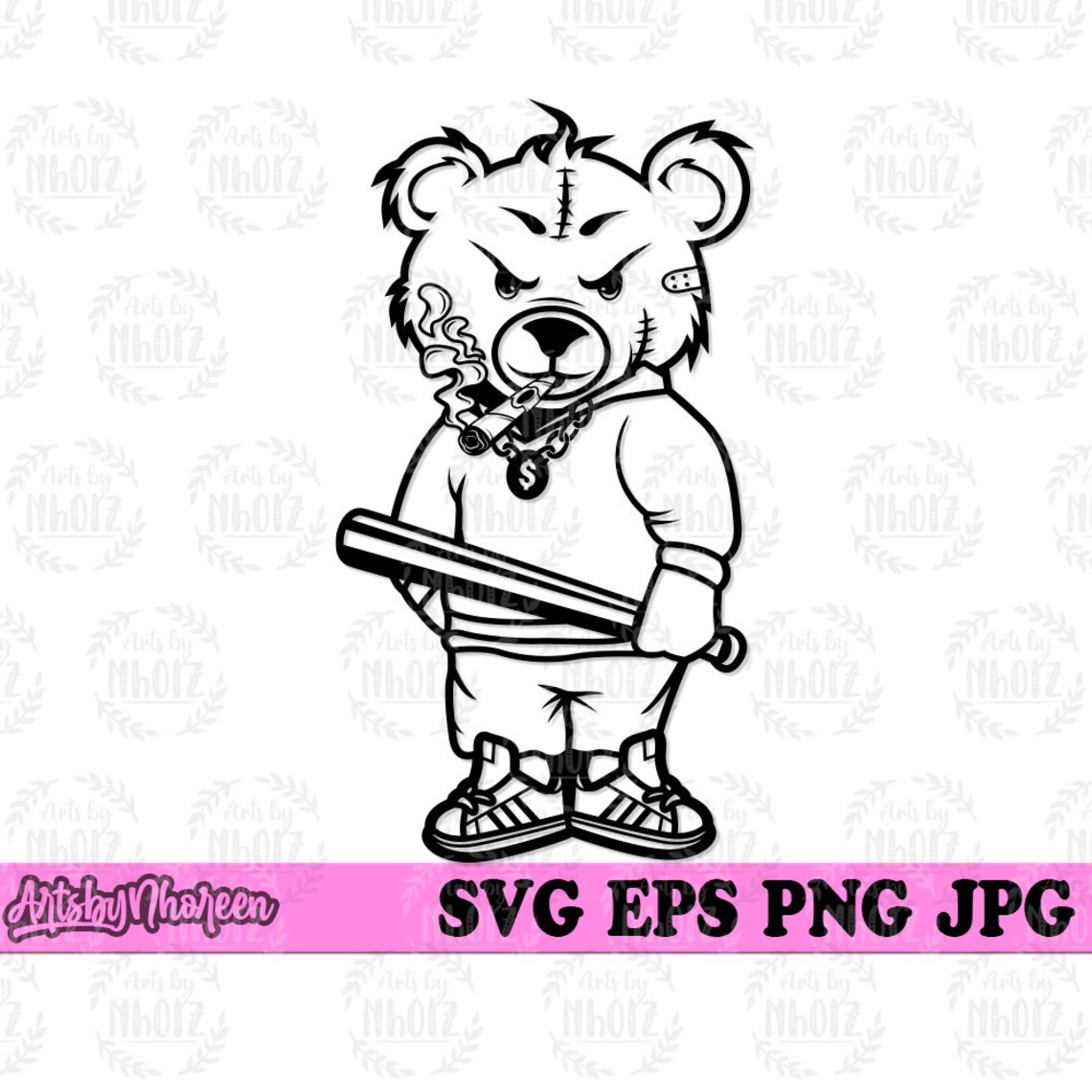 Gangster Teddy Svg Bandit Bear Clipart Hipster Teddy Cut - Etsy
