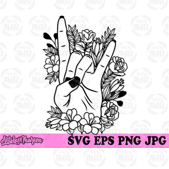 Floral Rock Sign Woman Hand Svg Sexy Flower Lady Hand Png - Etsy