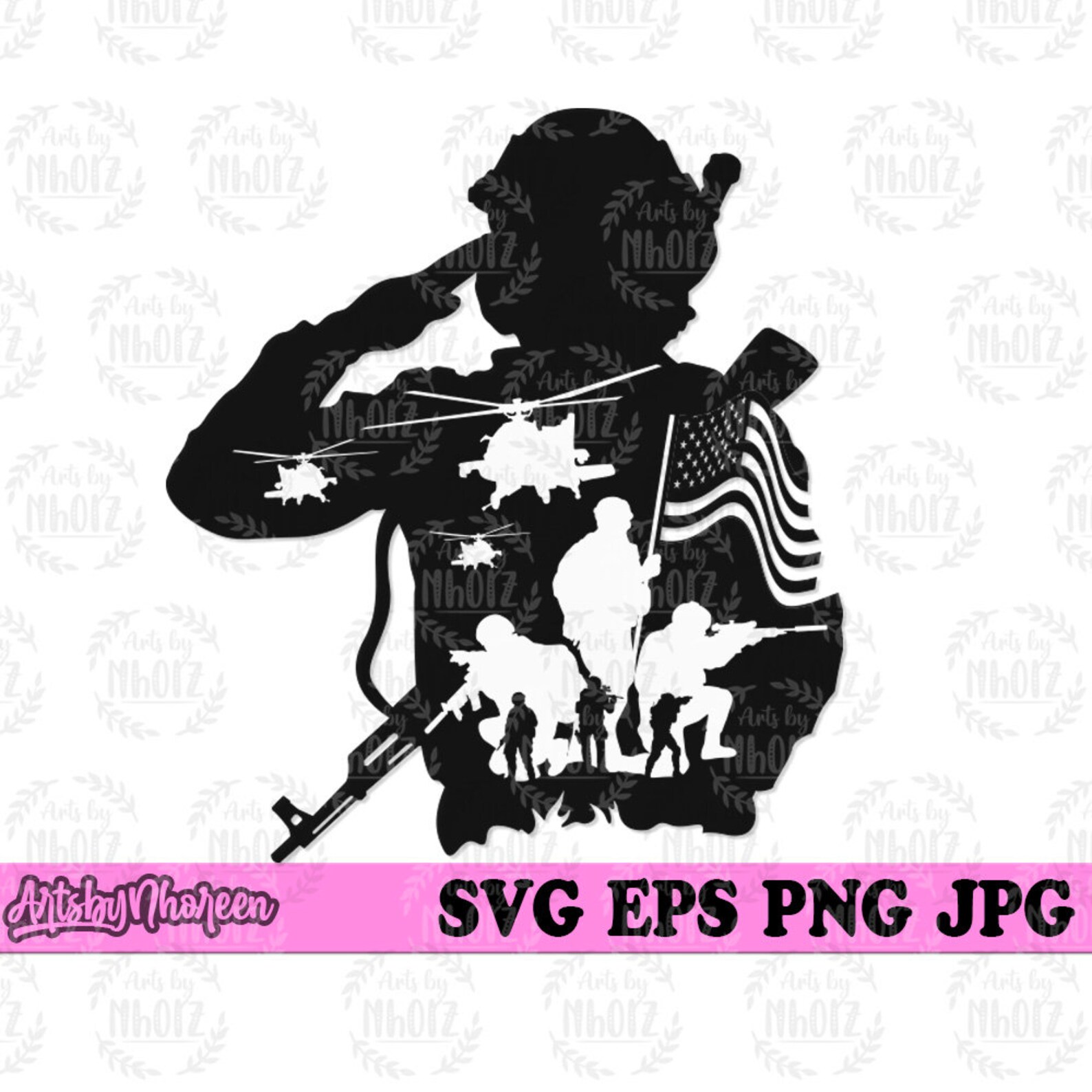 US Soldier Salute Svg Combat Scene Cut File Honor the Brave - Etsy