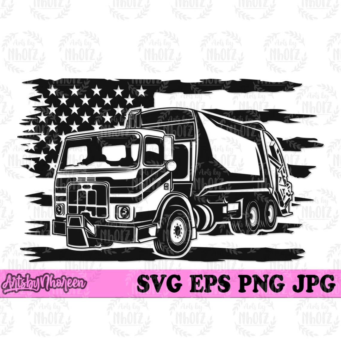 US Garbage Truck Svg Trucker Clipart Skilled Driver Dad Cut - Etsy
