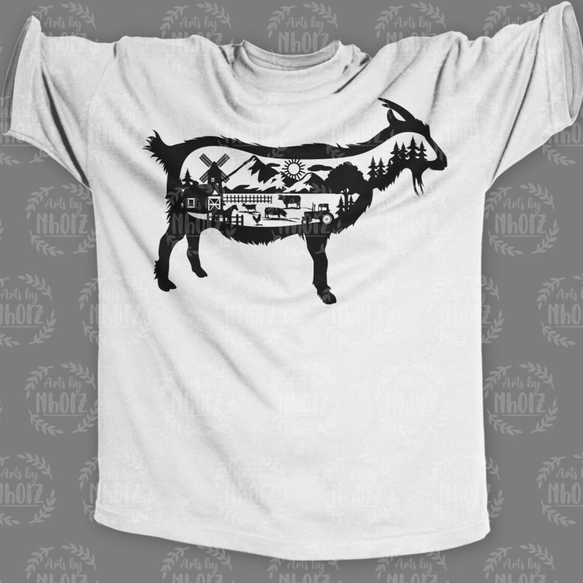 Goat Farm Scene Svg Farming View Clipart Farmer Dad Gift - Etsy