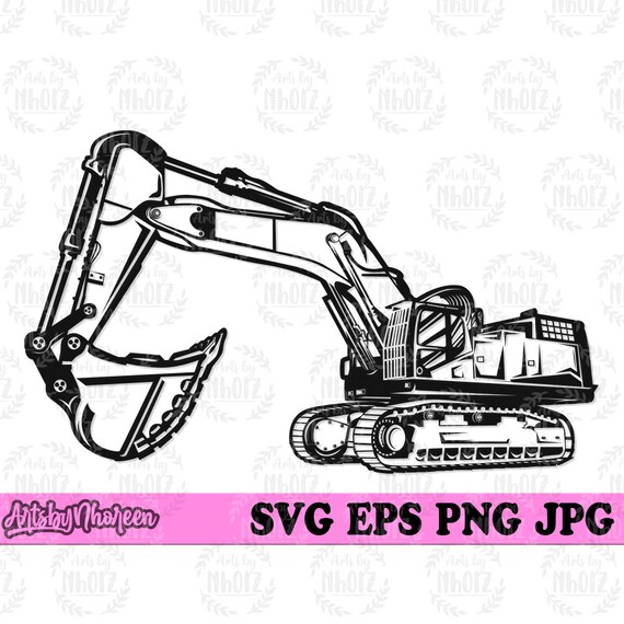 Excavator Svg Construction Clipart Heavy Equipment Stencil - Etsy