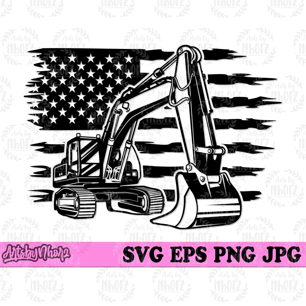 US Excavator Svg US Contractor Svg Construction Svg | Etsy