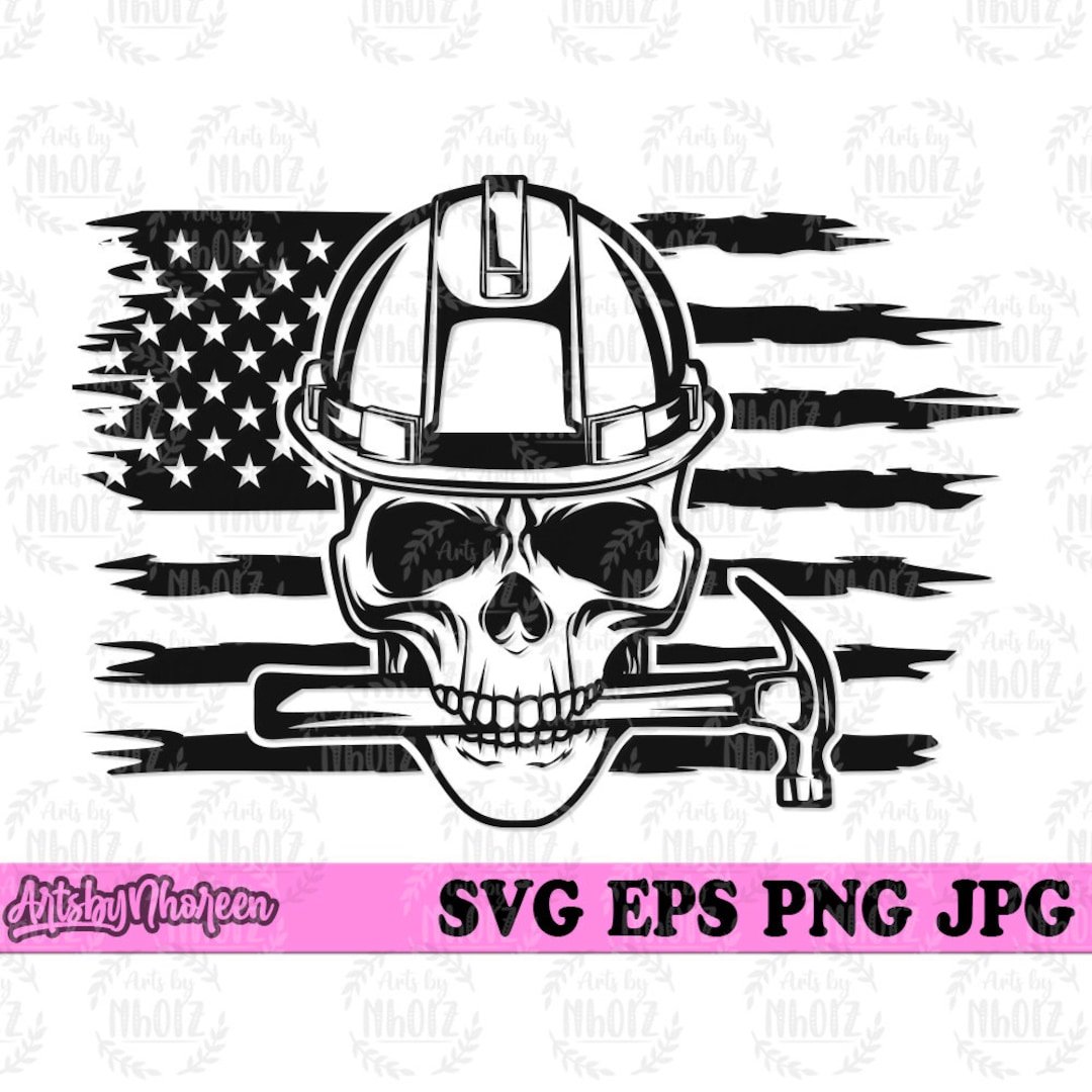 US Carpenter Skull Svg, Carpentry Jpeg Clipart, Repair Tool Stencil ...