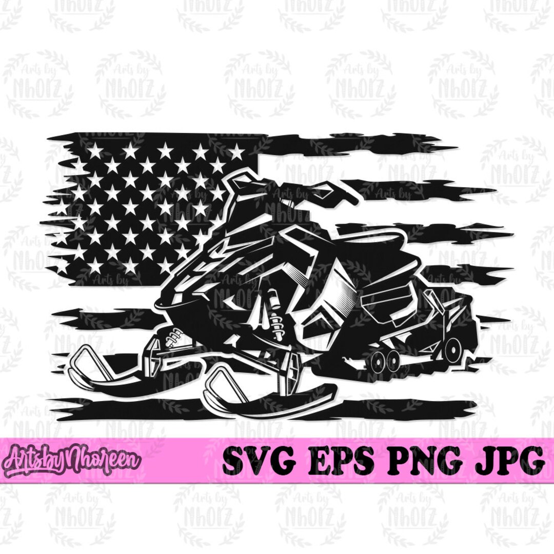 US Snow Mobile Svg, Sledge Cut File, Snow Rider Clipart, Winter Ride ...