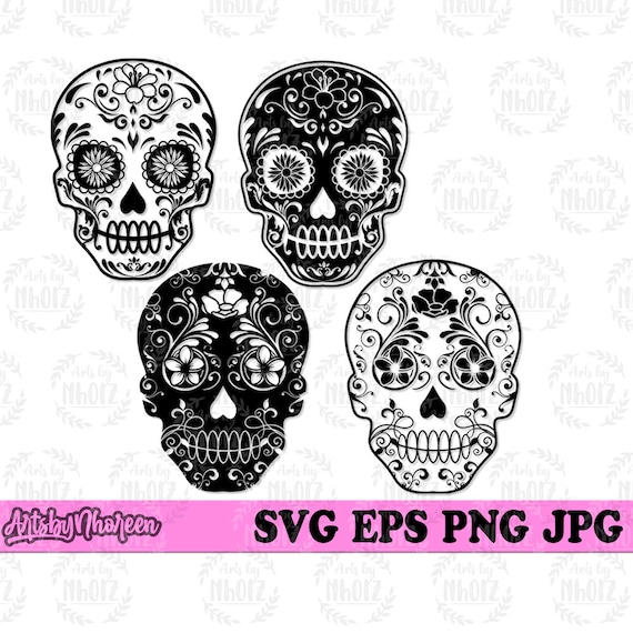 4 Skull Candy SVG Bundle Sugar Skull Clipart Catrina - Etsy