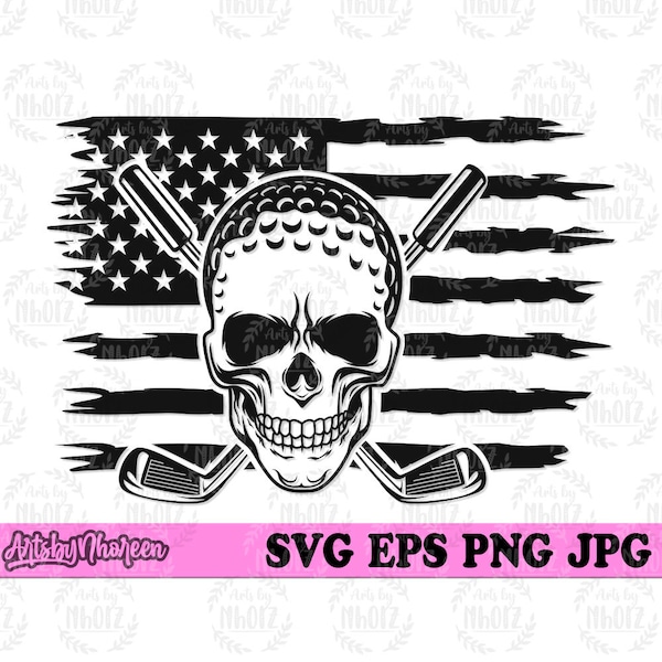 Skull With Golf Clubs Svg - Etsy