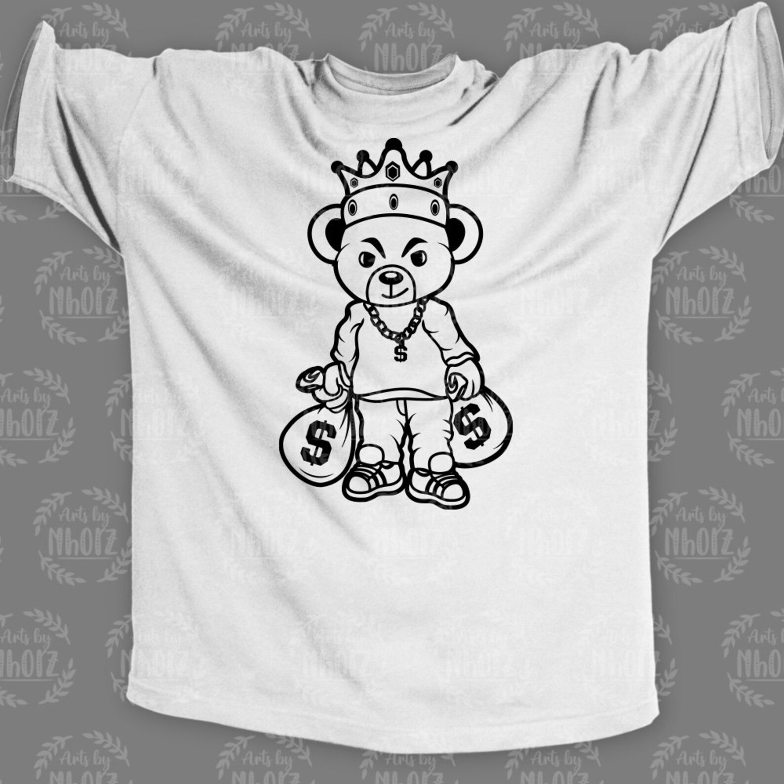 Teddy King With Money Bag Svg Hipster Bear Clipart Gangster - Etsy