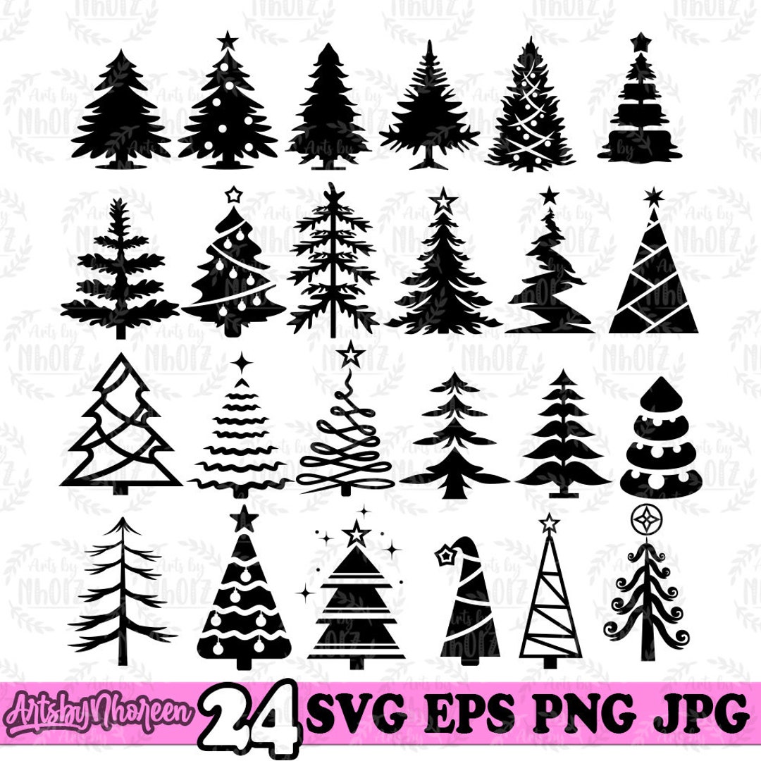 25 Christmas Tree SVG Bundle, Cute Pine Trees Clipart, Christmas Shirt ...