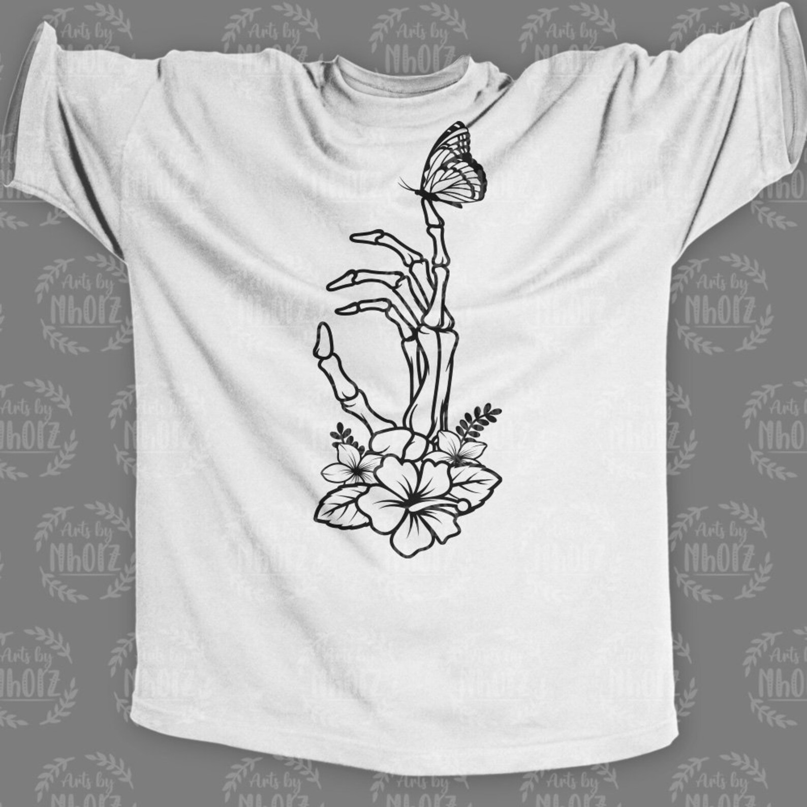 Skeleton Hand With Florals Butterfly Svg Flower Hand Clipart - Etsy