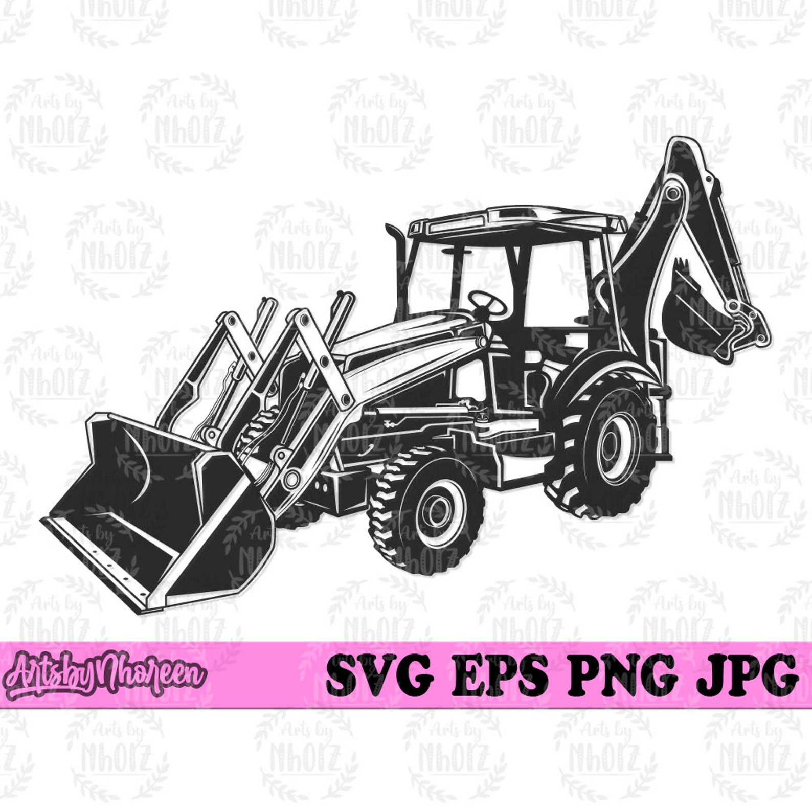 Backhoe Loader Svg, Heavy Equipment Clipart, Machine Operator Stencil ...
