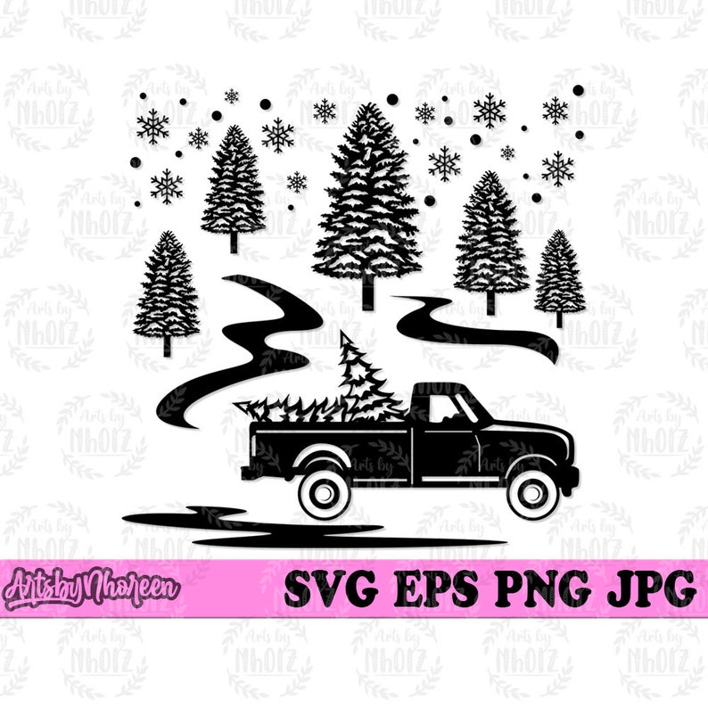 Pine Trees and Truck Farm Truck Clipart Christmas Pick up - Etsy
