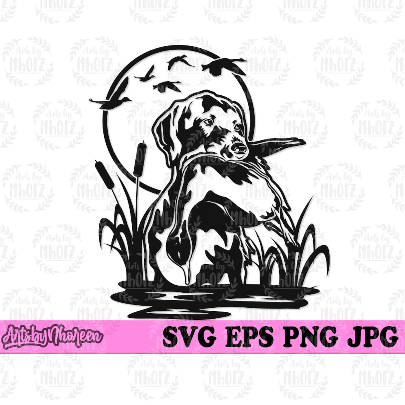 Duck Hunting Dog Svg Labrador Retriever Clipart Lake Scene - Etsy