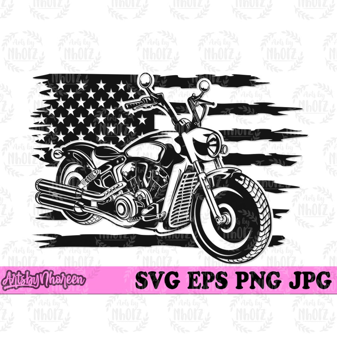 US Motorbike Svg, Biker’s Club Jpeg Clipart, Motorcycle Cut File, Big ...